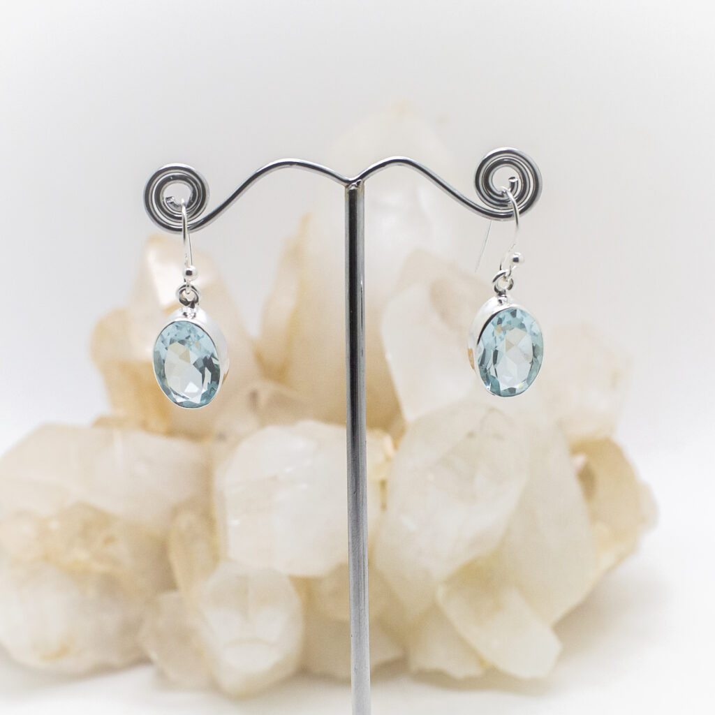 Blue Topaz Faceted Earrings by Colliers Crystals